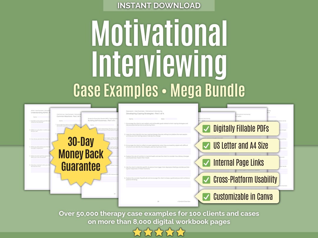 Motivational Interviewing • Case Examples Mega Bundle • Counseling ...