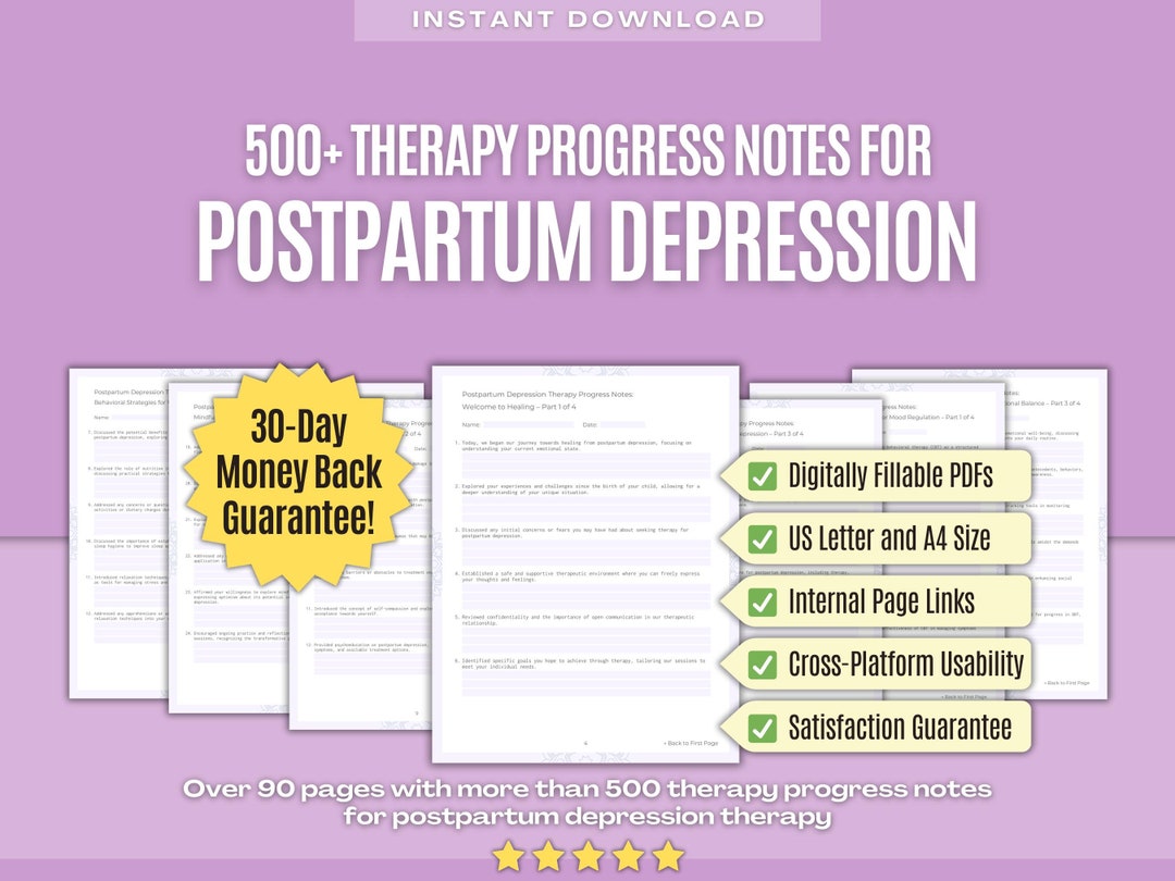 Postpartum Depression Therapy Progress Notes | Therapy, Note, Therapist ...