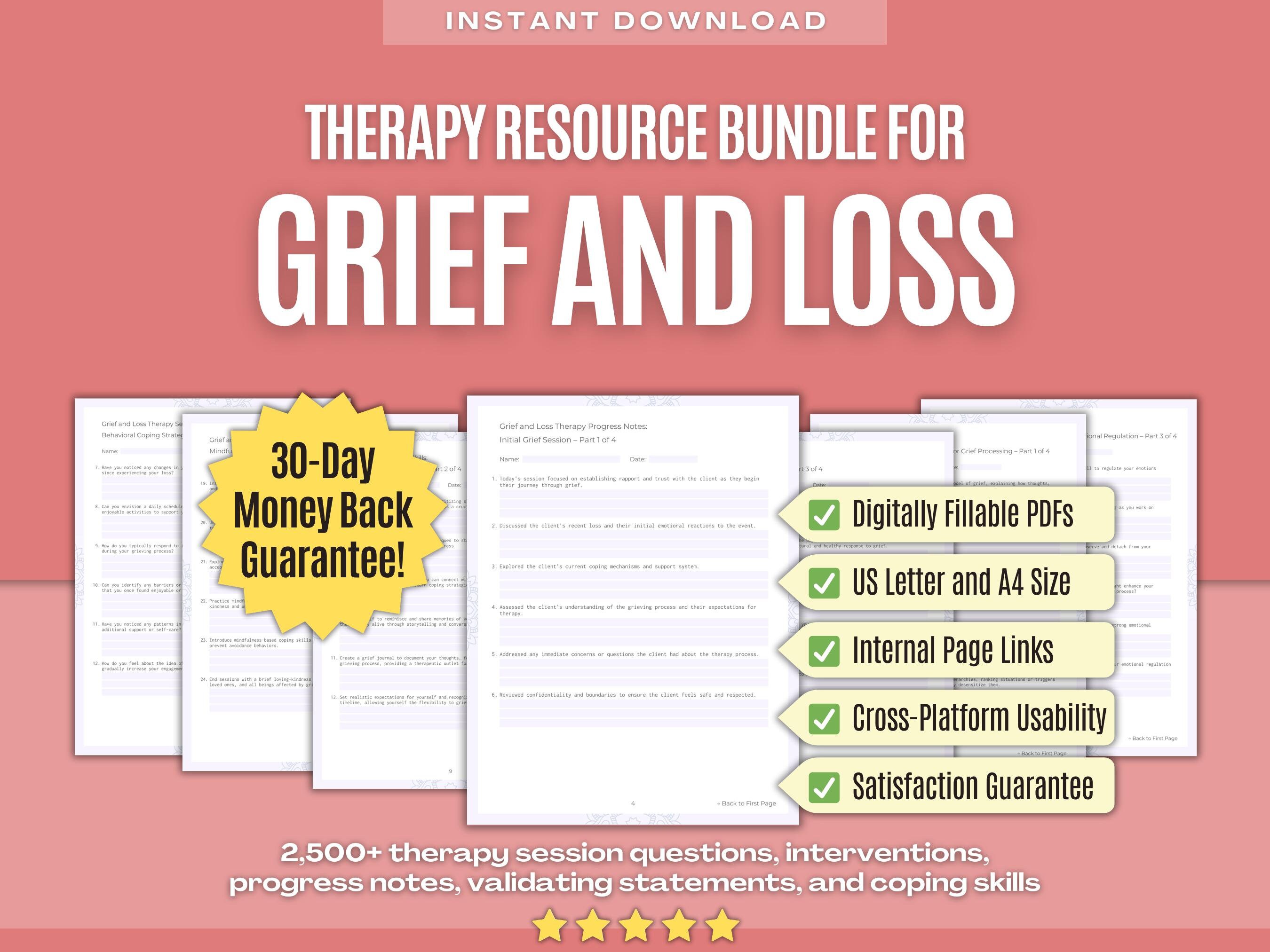 Grief and Loss Therapy Resource Bundle | Therapy Session Questions ...