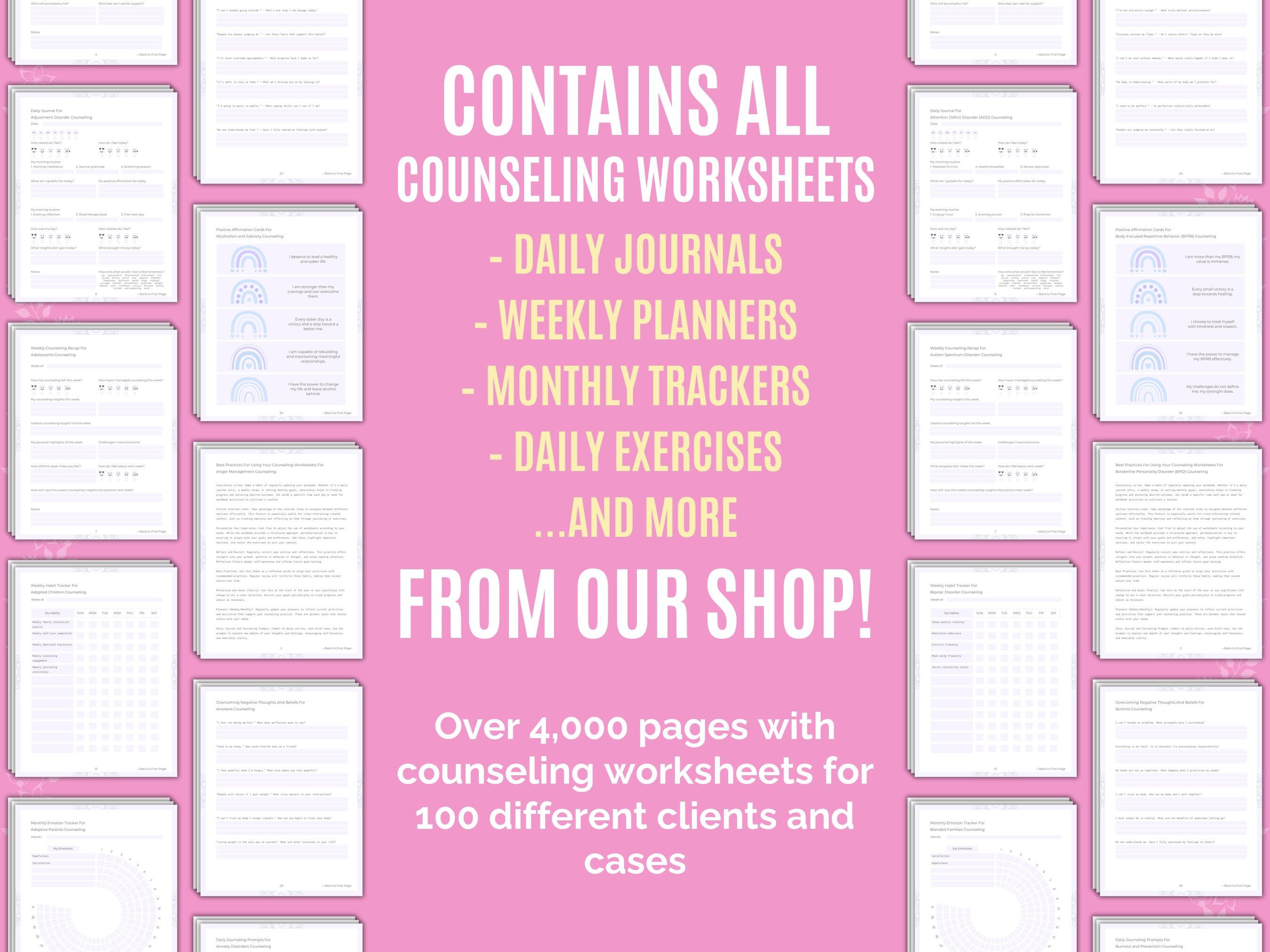 Counseling Worksheets MEGA BUNDLE 4,000 Pages, Journals, Workbooks ...