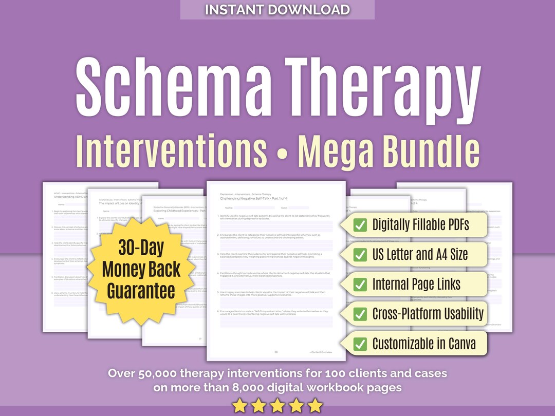 Schema Therapy • Interventions Mega Bundle • Therapy Techniques, Canva ...