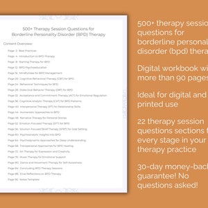 Borderline Personality Disorder (BPD) Therapy Session Questions ...