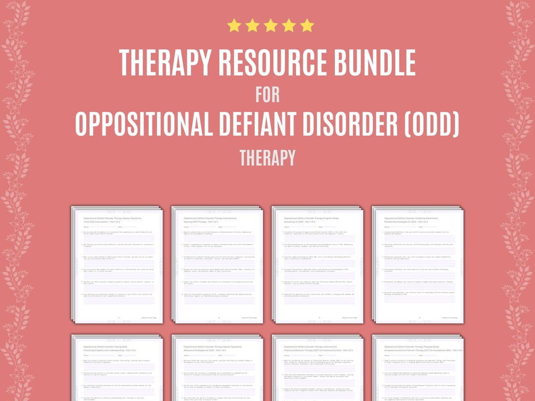 Oppositional Defiant Disorder ODD Therapy Resource Bundle Therapy ...
