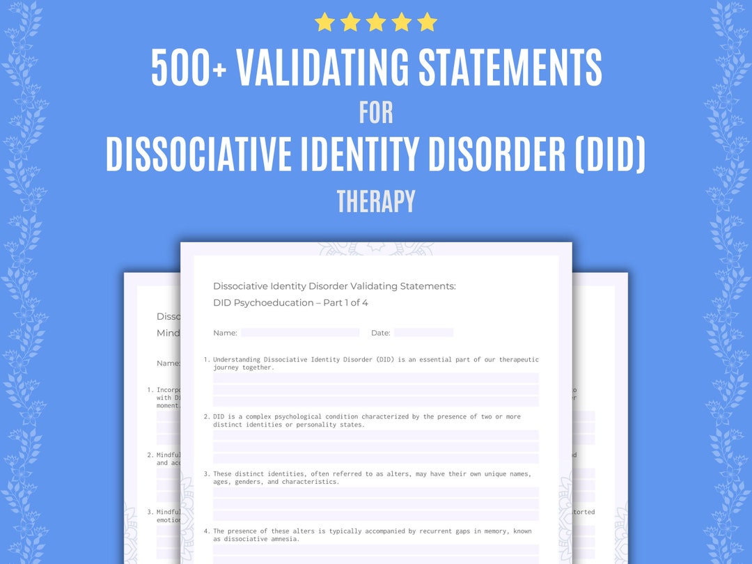 Dissociative Identity Disorder DID Validating Therapy Statements ...