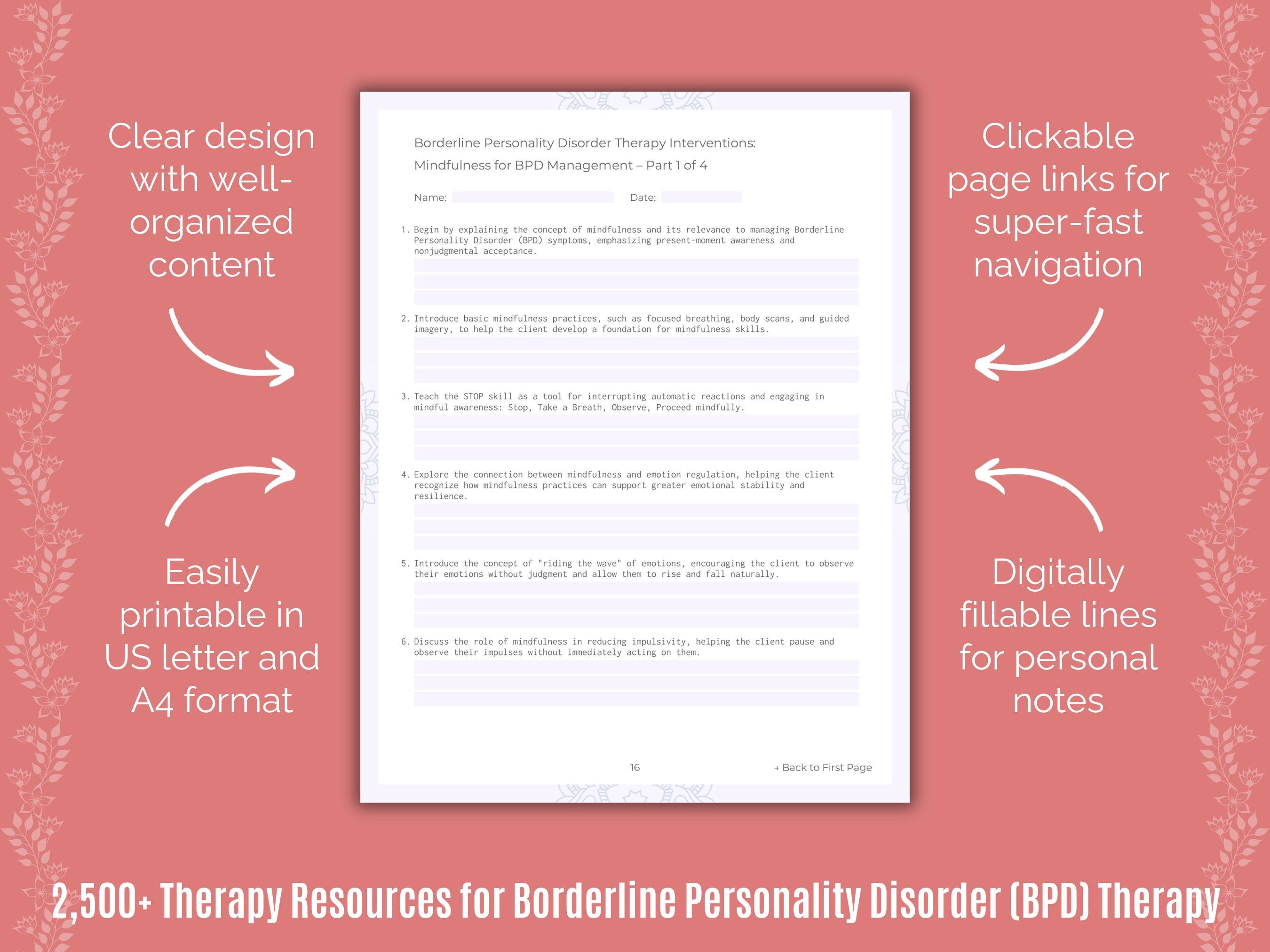 Borderline Personality Disorder BPD Therapy Resource Bundle Therapy ...