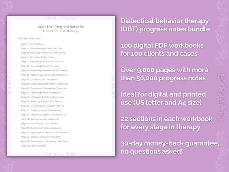 DBT Notes Mega Bundle DBT Therapy Progress Notes Worksheet, Counseling ...