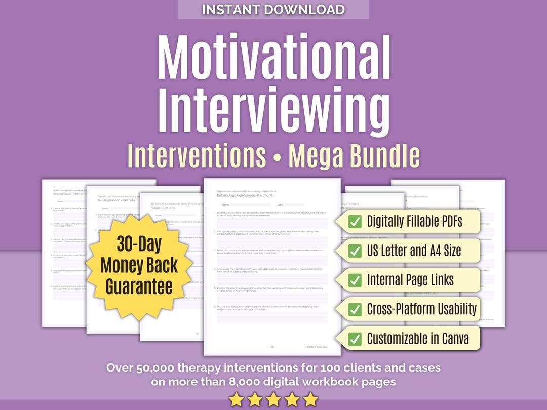Motivational Interviewing • Interventions Mega Bundle • Clinical ...