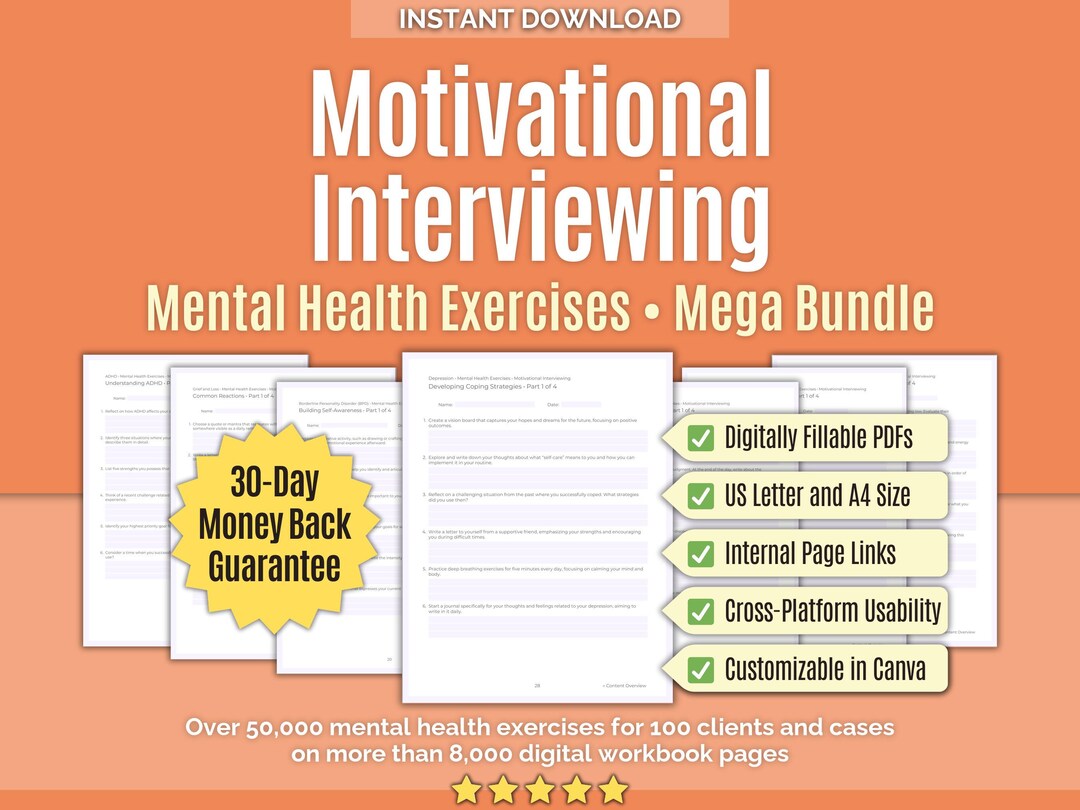 Motivational Interviewing • Mental Health Exercises Mega Bundle • Canva ...