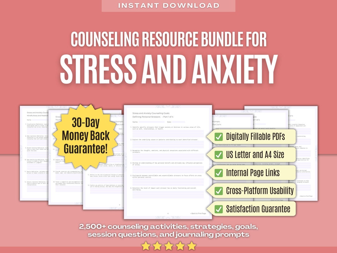 Stress and Anxiety Counseling Resource Bundle Counseling Activities ...