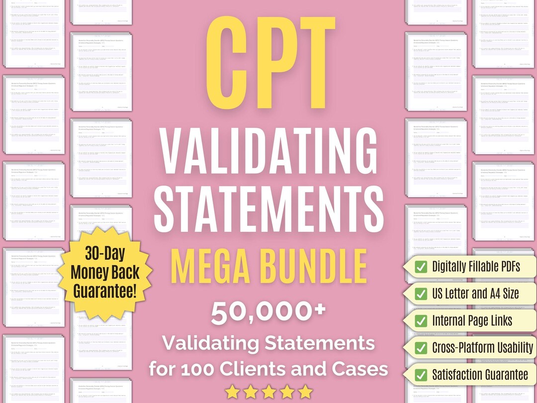 Cognitive Processing Therapy CPT Validating Statements Mega Bundle CPT ...