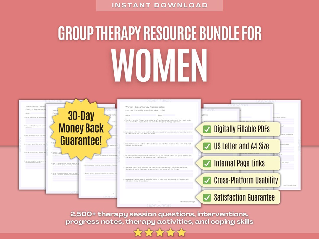 Women Group Therapy Resource Bundle | Group Therapy Session Questions ...