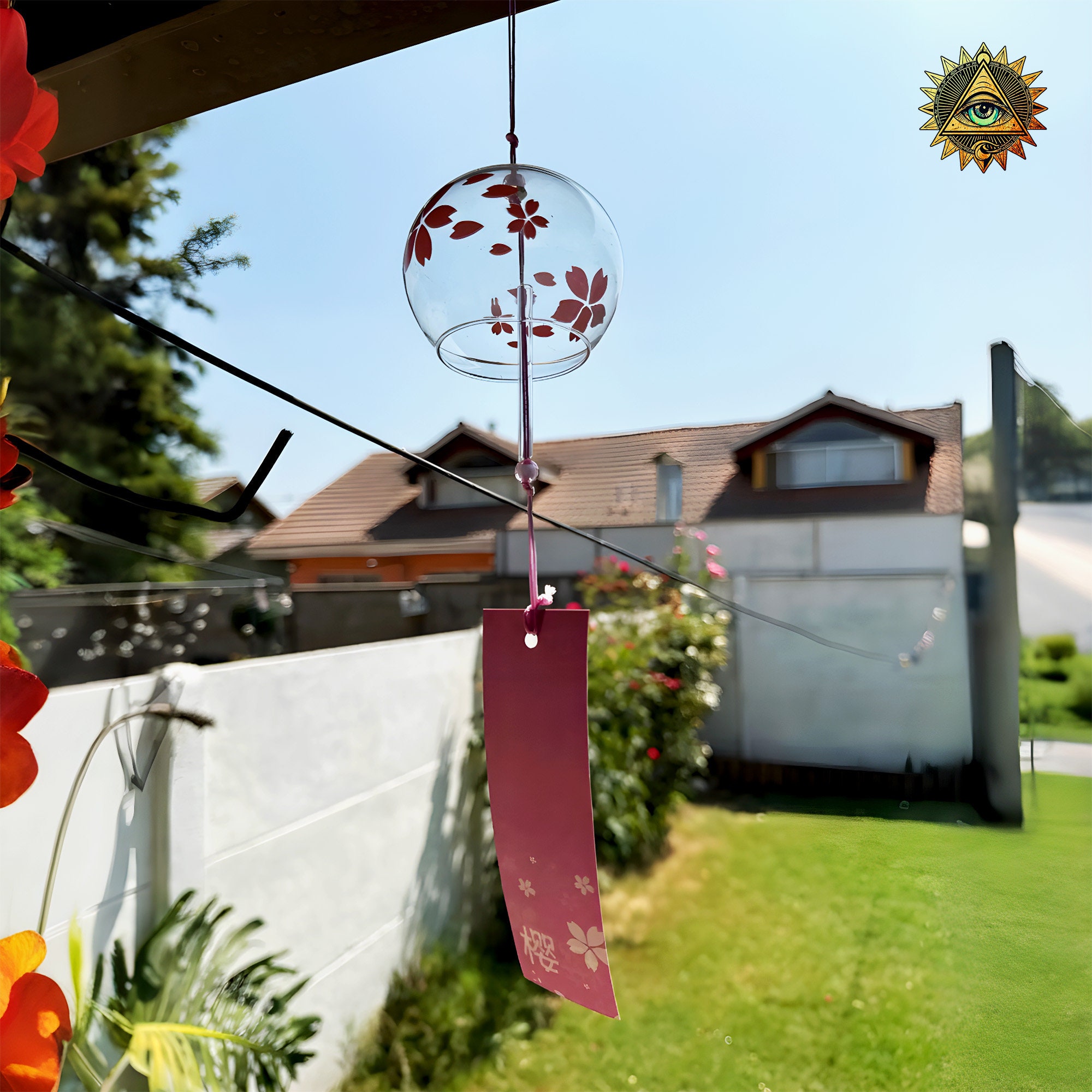 Japanese Sakura Glass Wind Chime, Handmade Glass Wind Chime, Garden ...