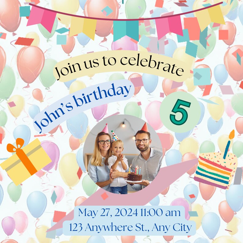 Birthday Invitation Customizable Digital Download Video Birthday Party ...