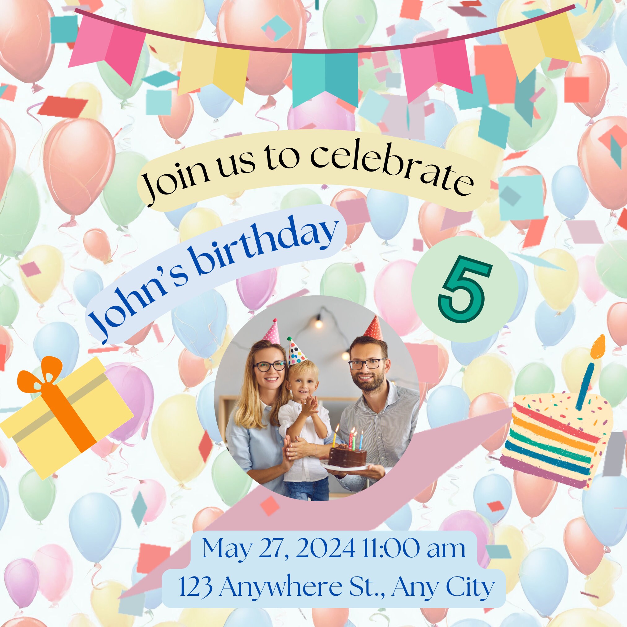 Birthday Invitation Customizable Digital Download Video Birthday Party ...
