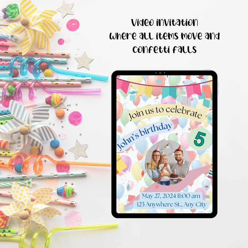 Birthday Invitation Customizable Digital Download Video Birthday Party ...