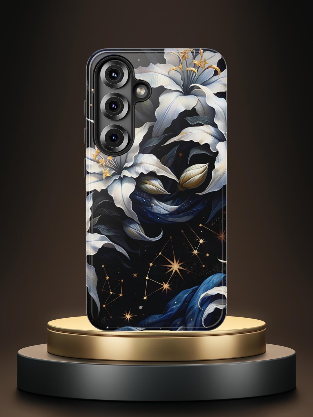 Starry Night Sky With White Lilies, Samsung Phone Case, Floral Galaxy ...
