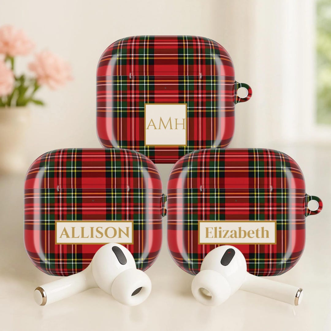 Preppy Plaid Airpods Case, Personalized Tartan AirPod Case for Her ...