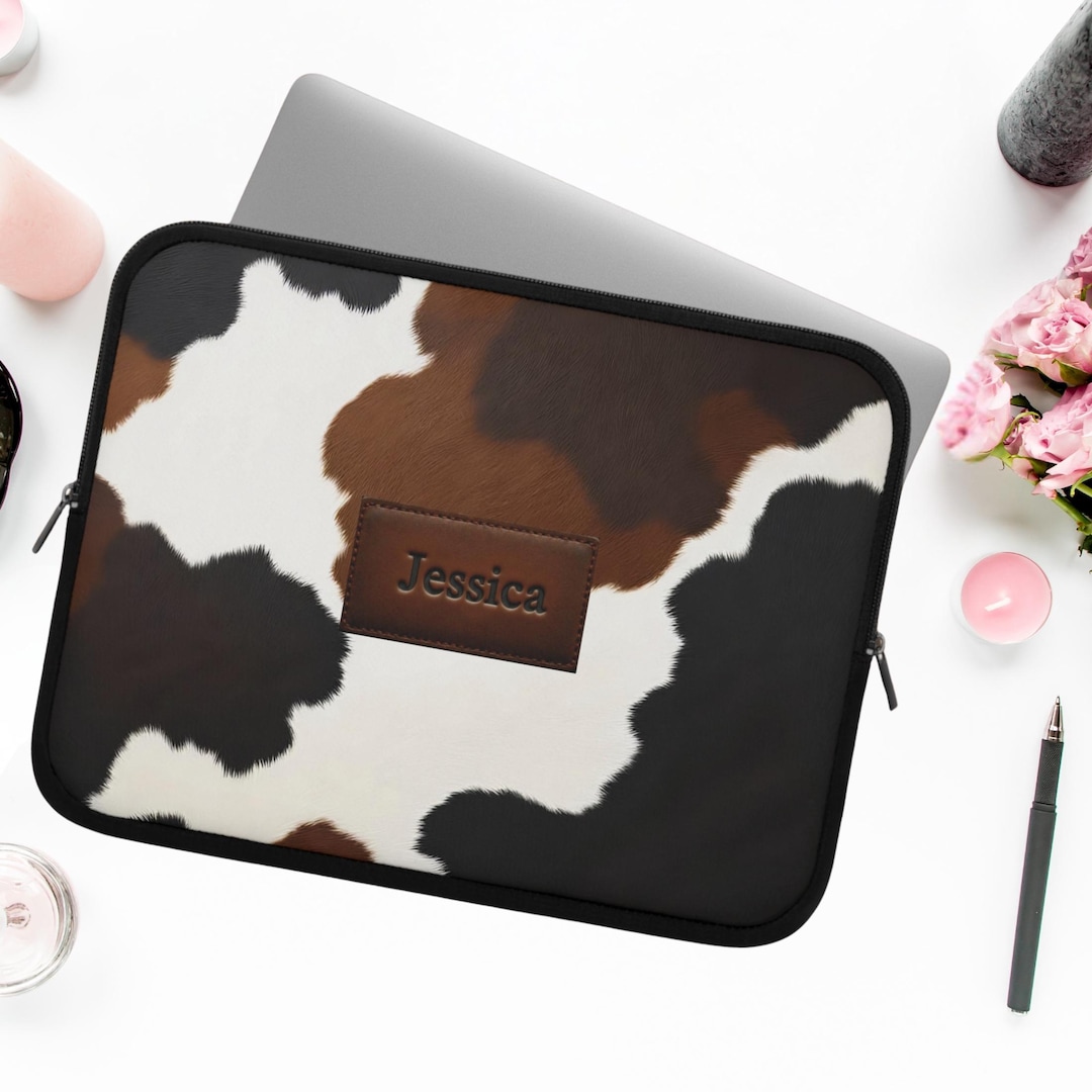 Personalized Cowhide Laptop Sleeve, 7" 10" 13" 15" 17" Electronic Case ...