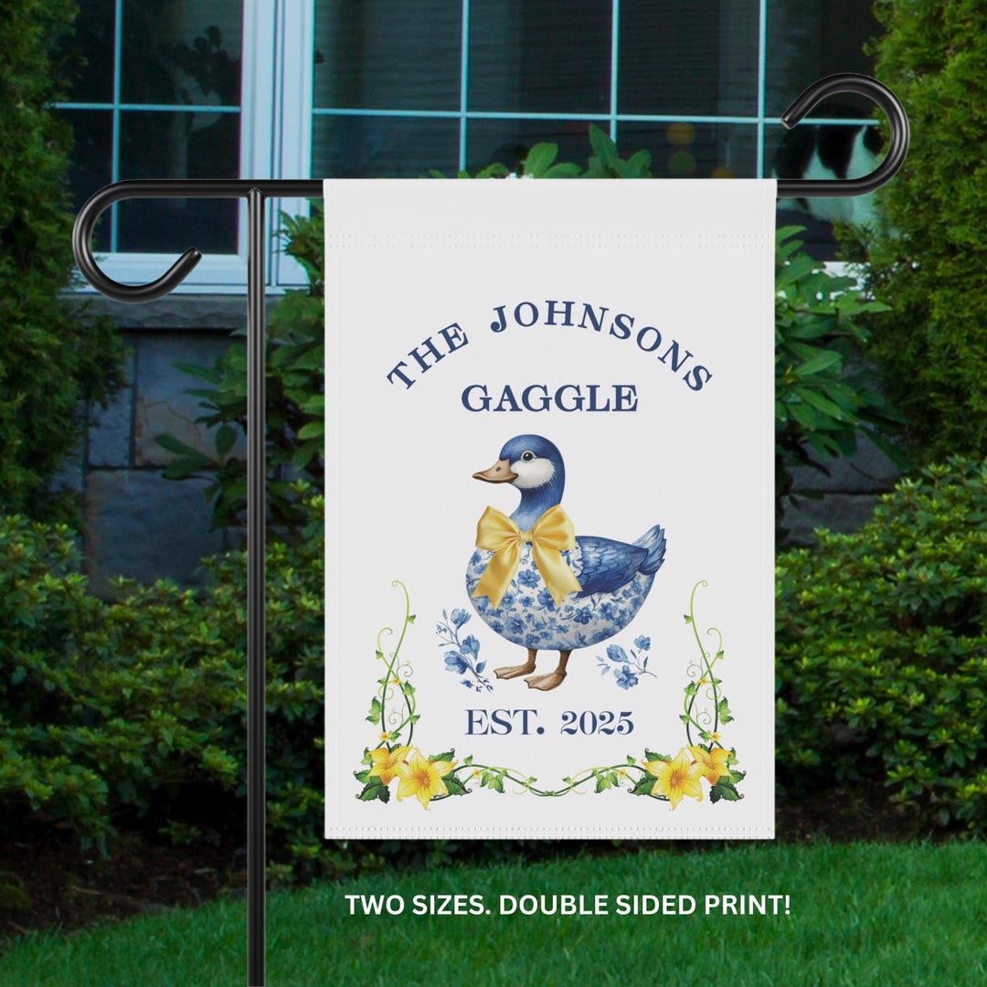 Personalized Chinoiserie Goose Flag, Farmhouse Yard Decor, Personalized ...