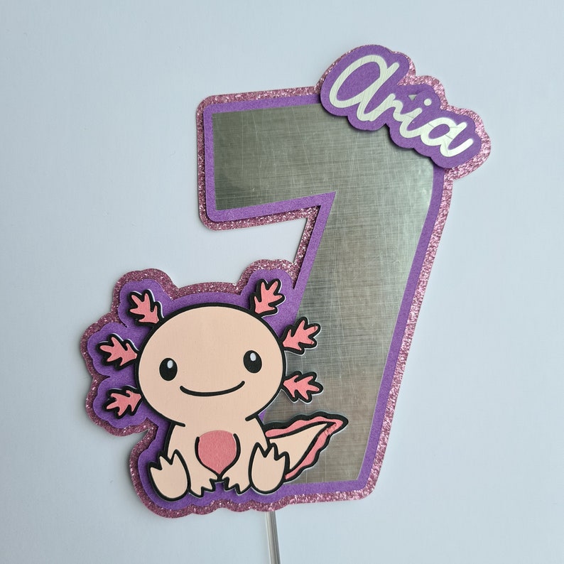 Personalized Axolotl Birthday Cake Topper Personalized Cake Topper Name ...