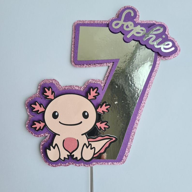 Personalized Axolotl Birthday Cake Topper Personalized Cake Topper Name ...