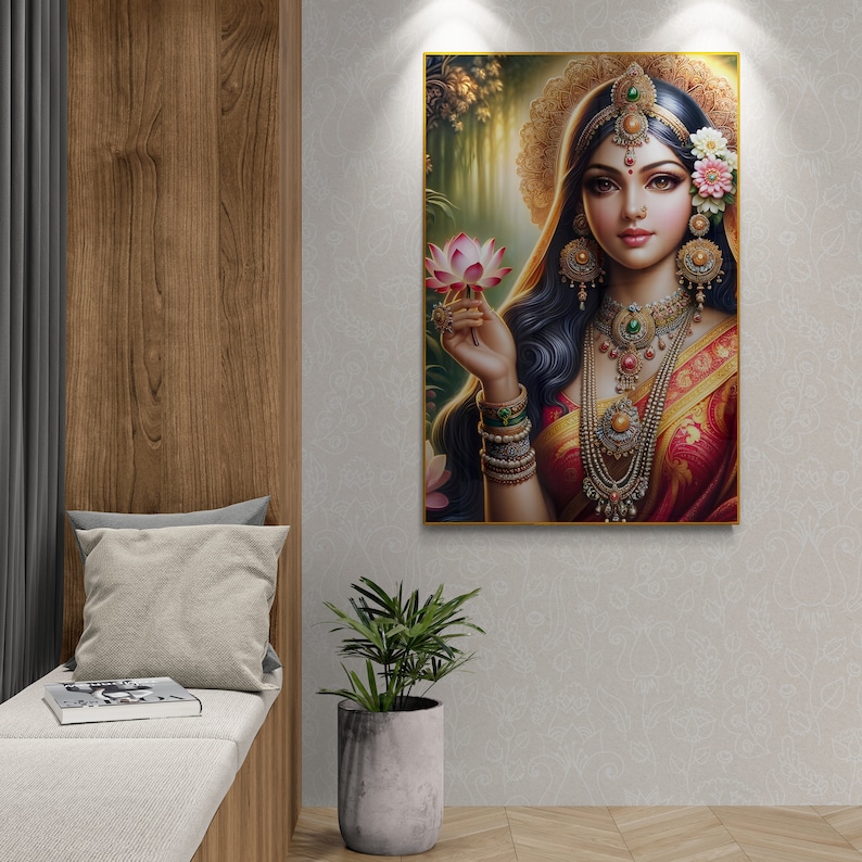 Goddess of Love Rati Devi Art Print Jewels and Lotus Indian Hindu Deity ...