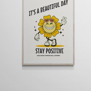 Happy Inspirational Cheerful Sunflower Positive Affirmation Poster ...