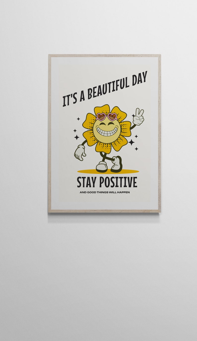 Happy Inspirational Cheerful Sunflower Positive Affirmation Poster ...