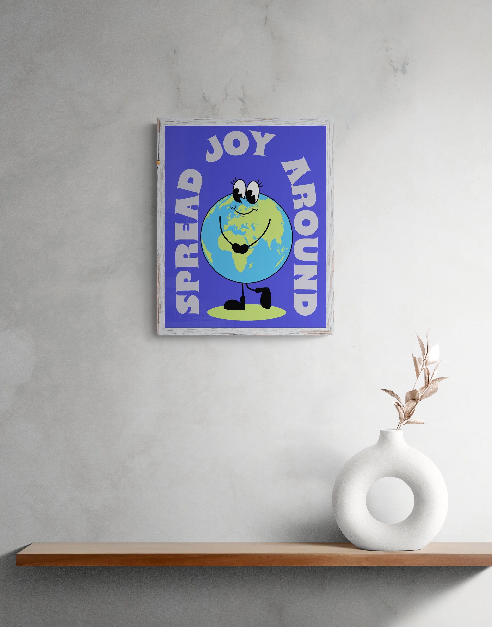 Spread Joy Around Global Happiness Earth Cartoon Poster Embrace World ...