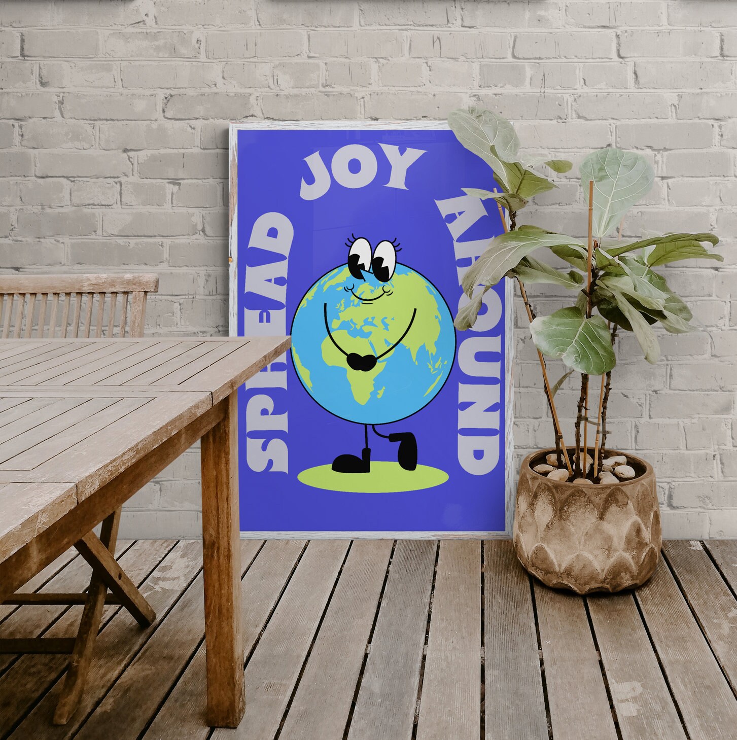 Spread Joy Around Global Happiness Earth Cartoon Poster Embrace World ...