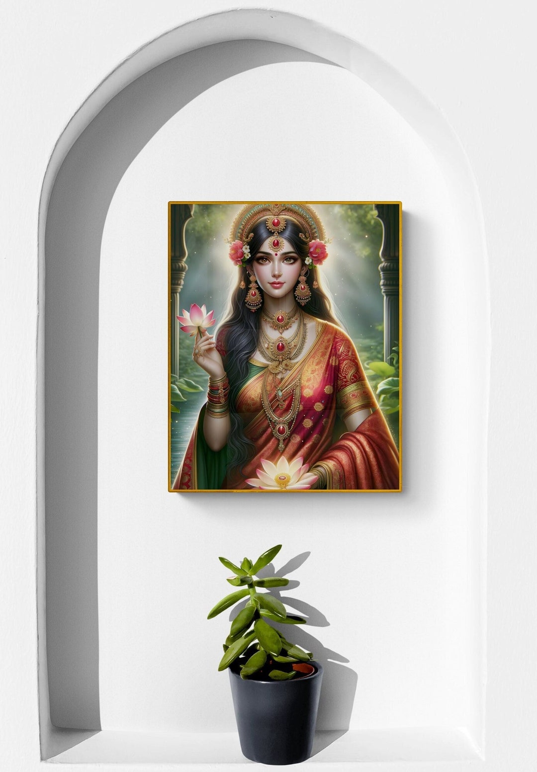 Rati Devi Goddess of Love Art Print Jewels and Lotus Indian Hindu Deity ...