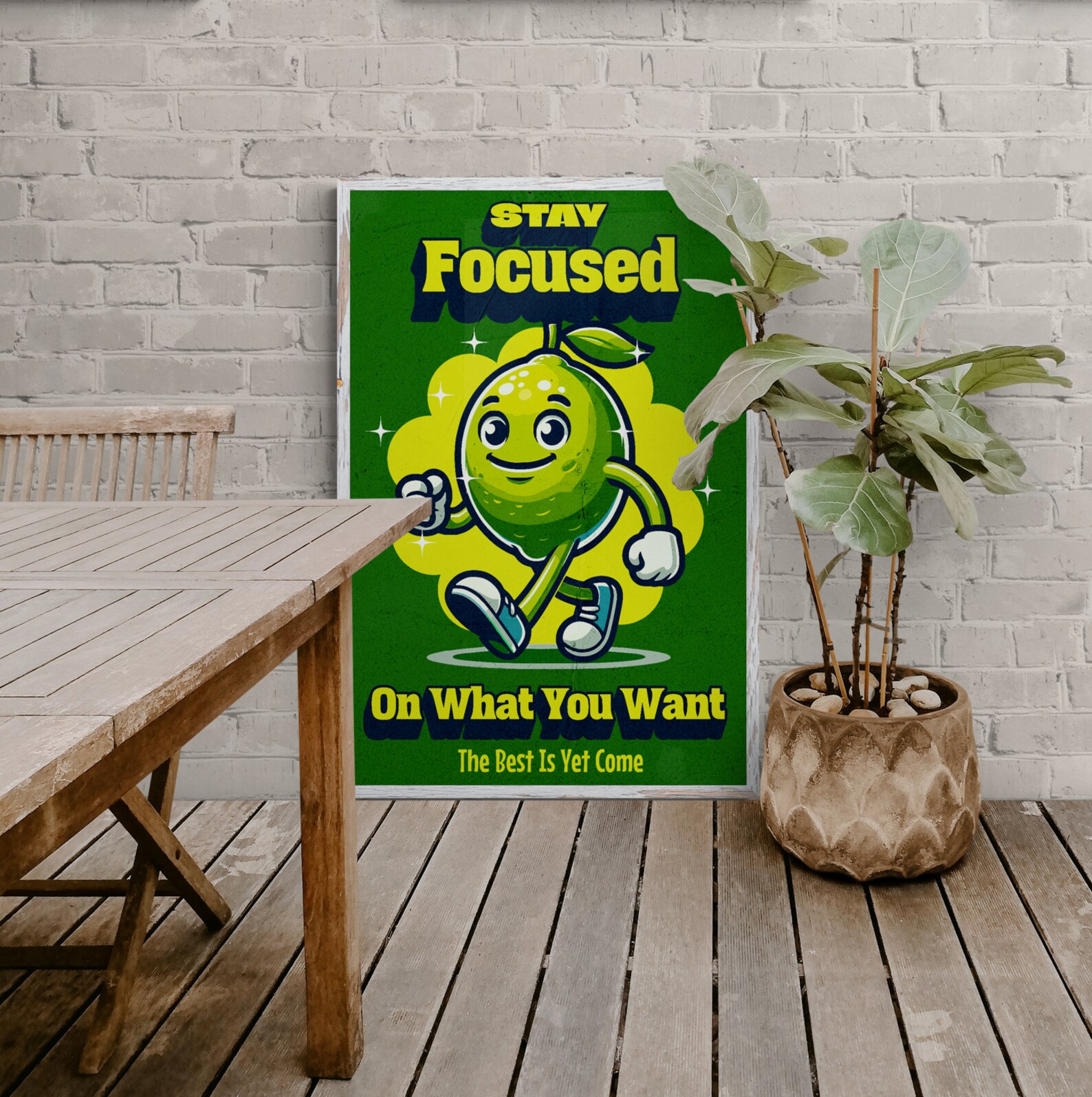 Stay Focused Motivational Lime Character Poster Keep Eye on the Prize ...