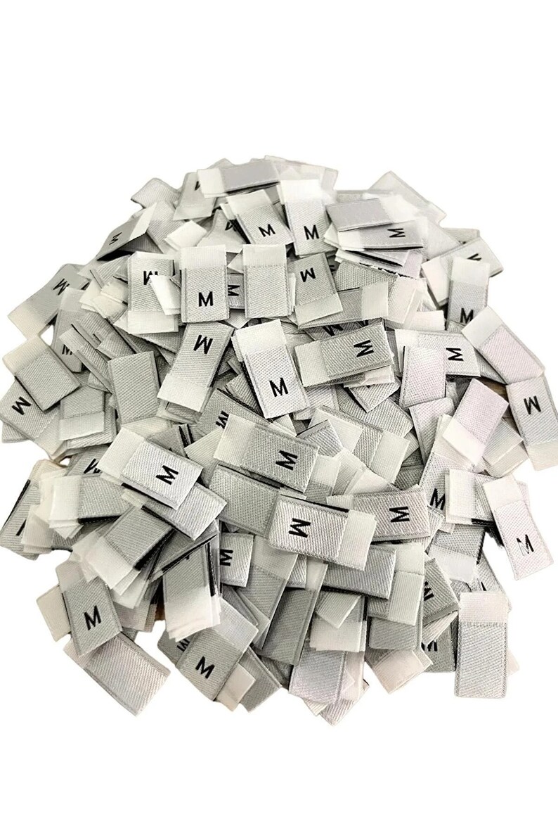 25 Pieces Black / White Woven Size Label Tabs Xs S M L XL Woven Labels ...
