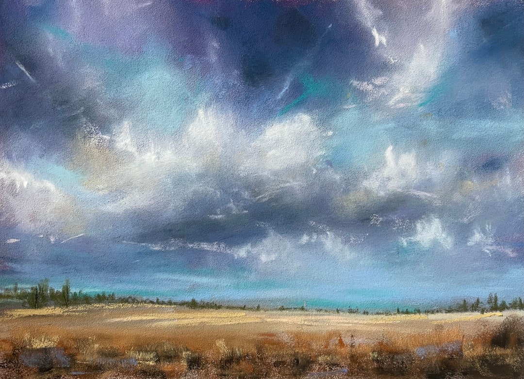 Original Painting Spring Clouds Original Soft Pastel Painting High ...