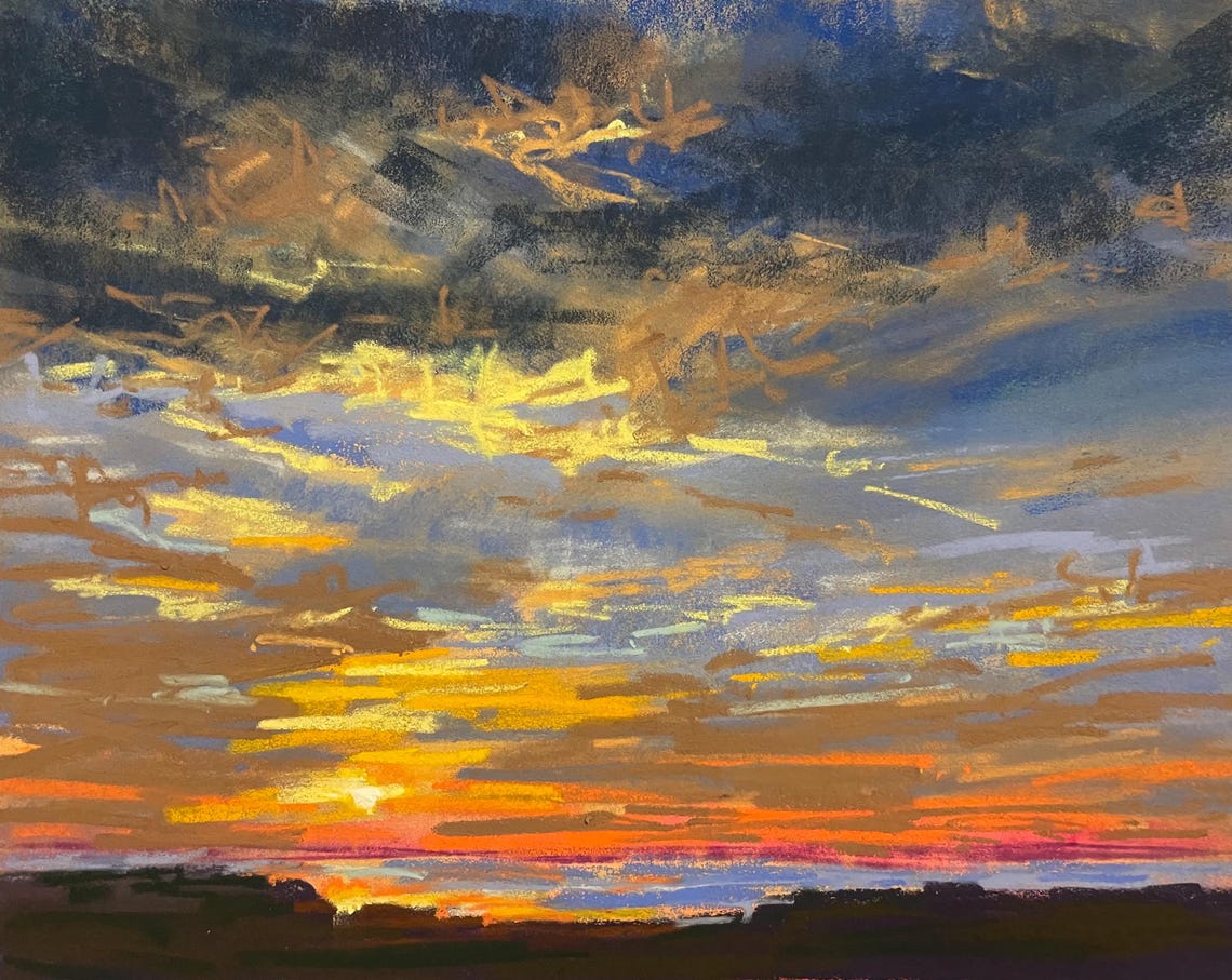 Original Painting, Sky Painting, Soft Pastel Art, Sunset Painting ...