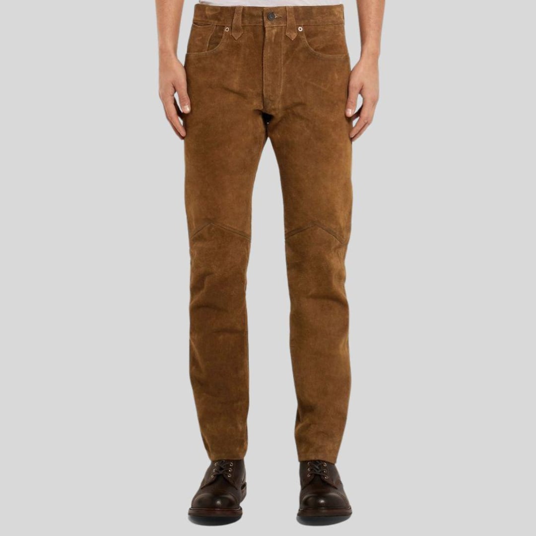 Handmade Goatskin Suede Pants – Vintage Inspired Brown Leather Trousers ...