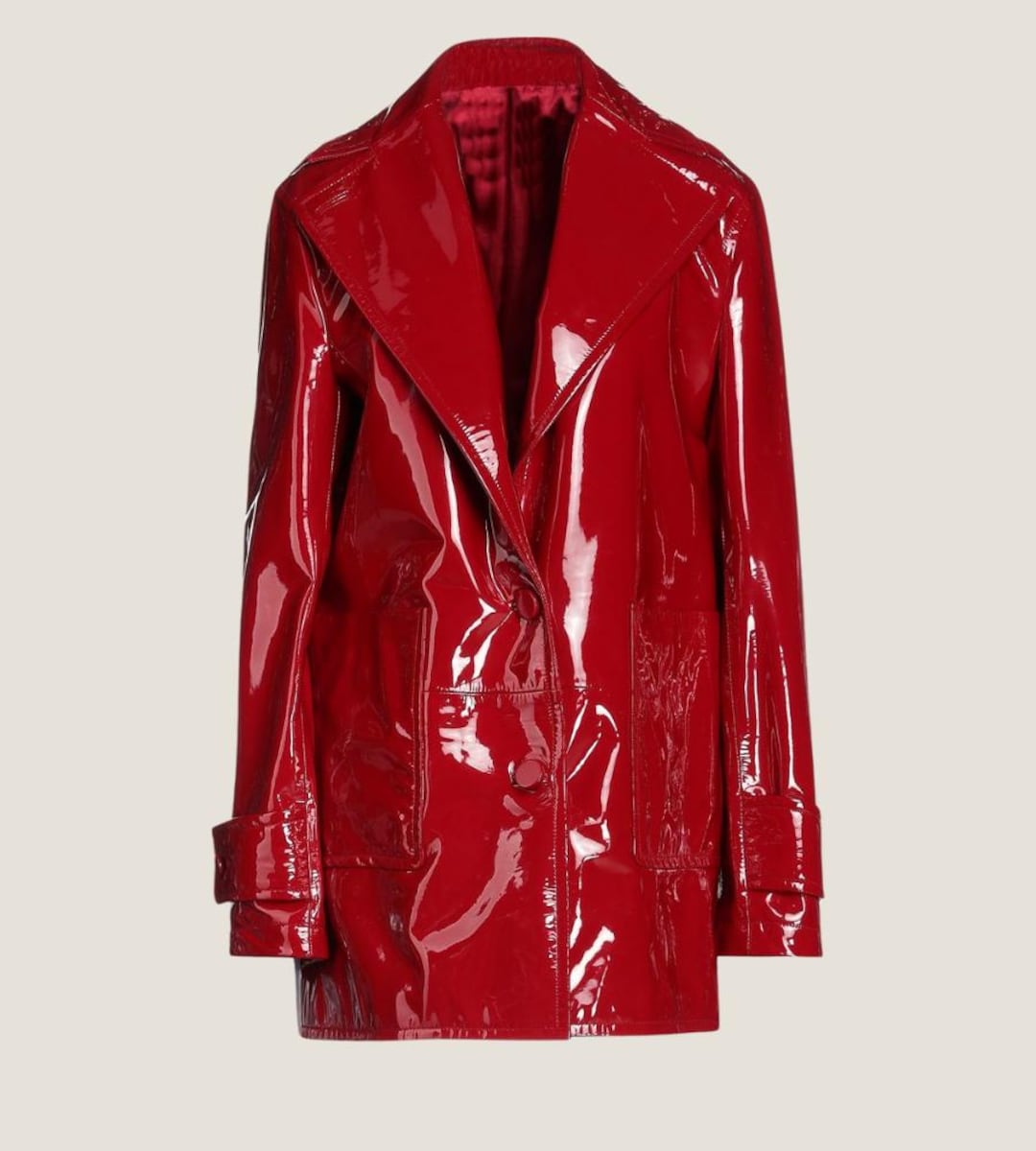 Shiny Vinyl Raincoat - Glossy Double Breasted Trench Coat Womens ...