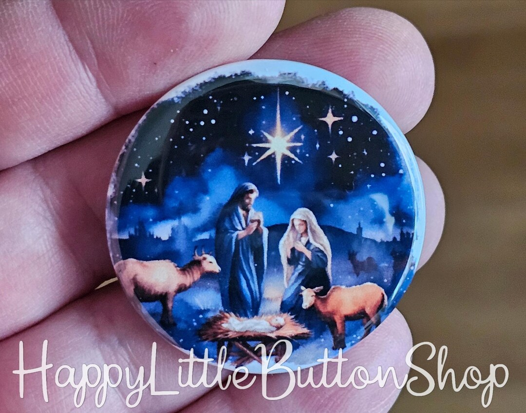 Handmade Button Pin: Nativity Scene - Etsy