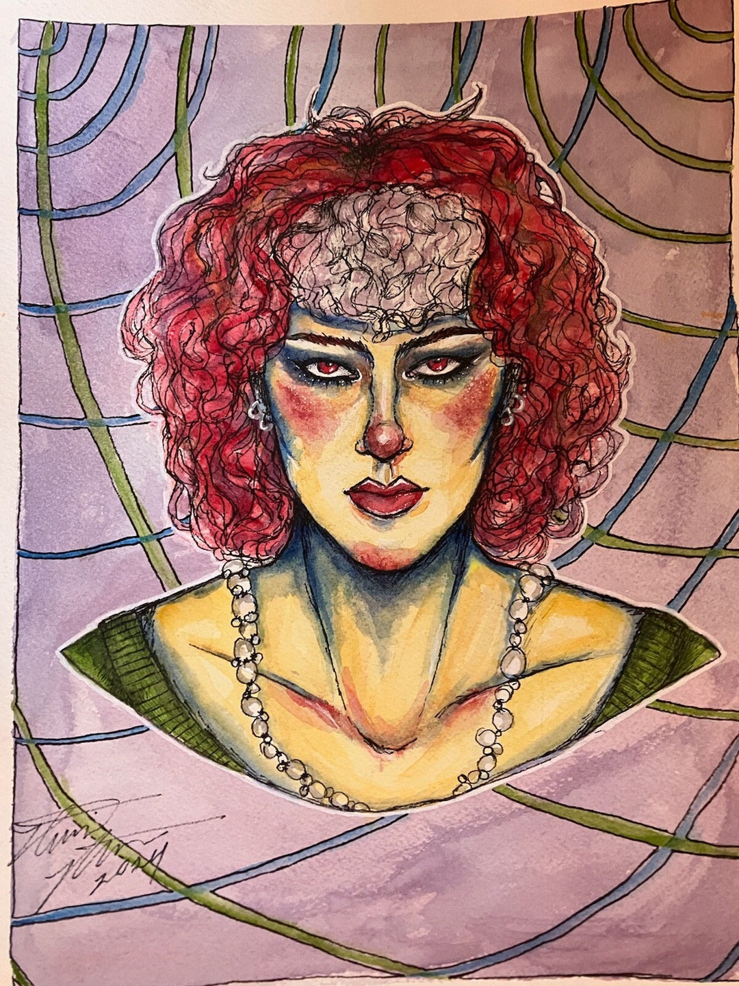 Philosofay Expressionist Watercolor Painting 9x12 Inch Portrait - Etsy