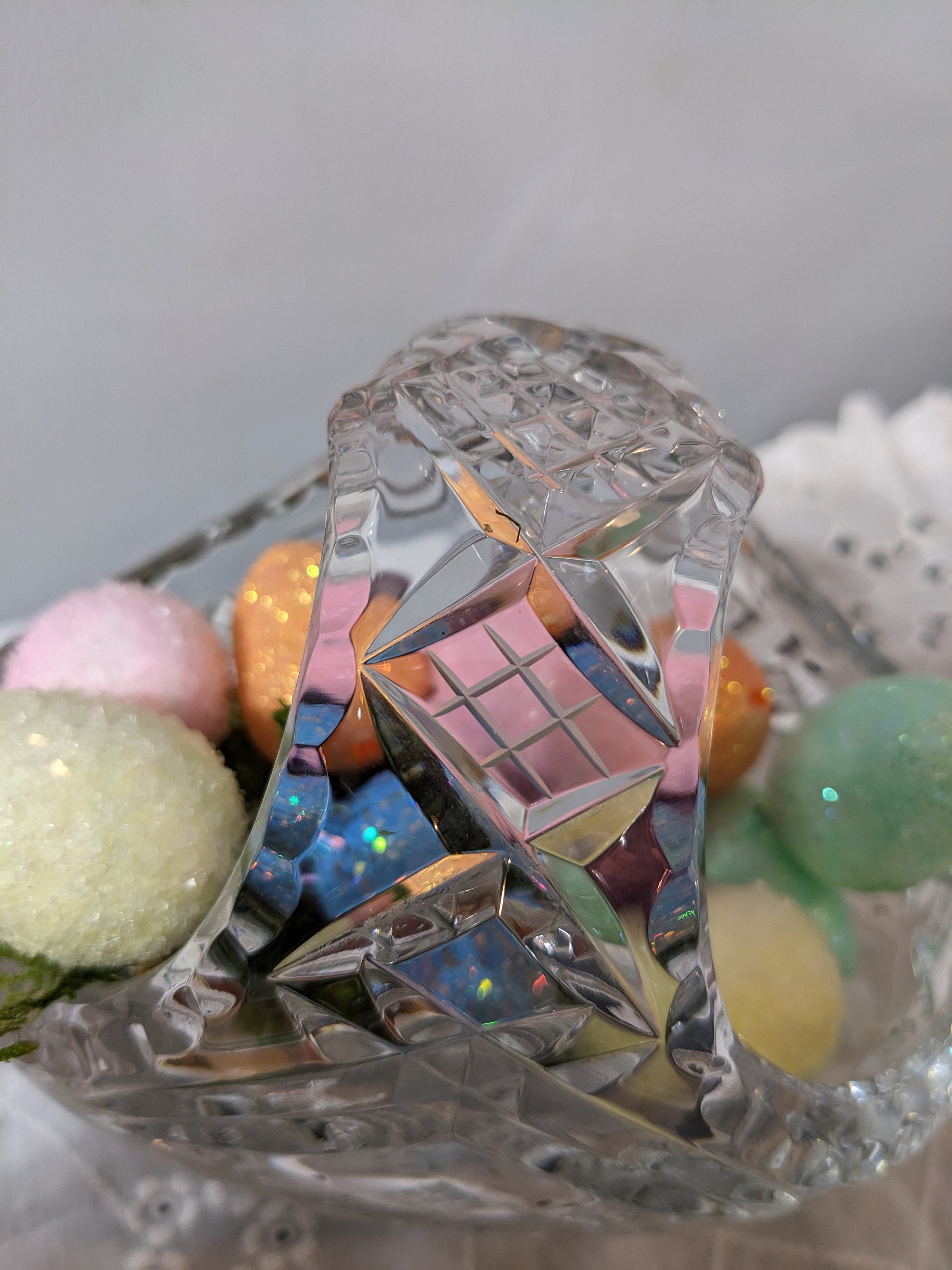 Vintage Heavy Cut Crystal Basket Large Deep Cut Crystal Fruit Basket - Etsy