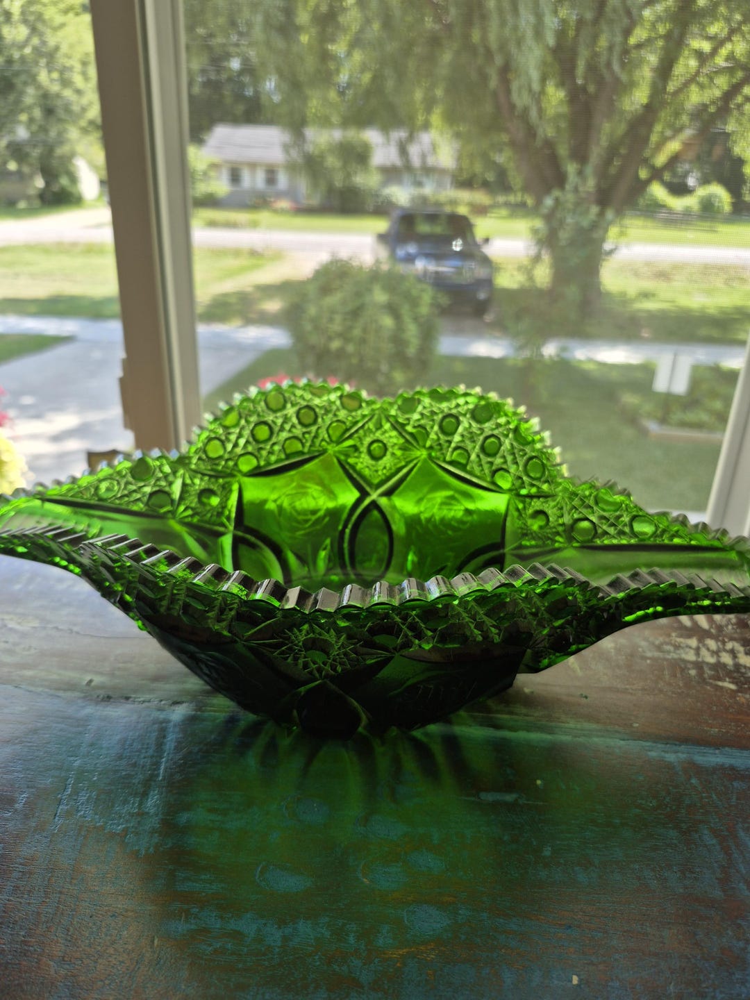 Vintage KEMPLE 1950 Forest Green Glass Bowl - Etsy