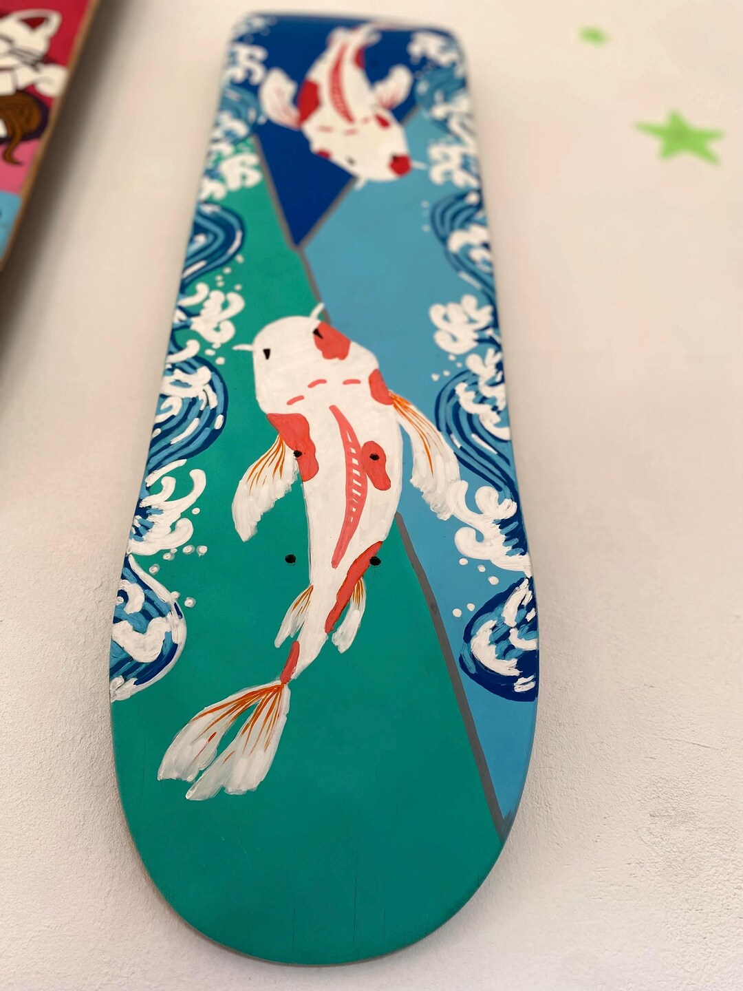 Koi Fish Skate Deck for Wall Hanging, Wall Skateboards Art, Hand ...