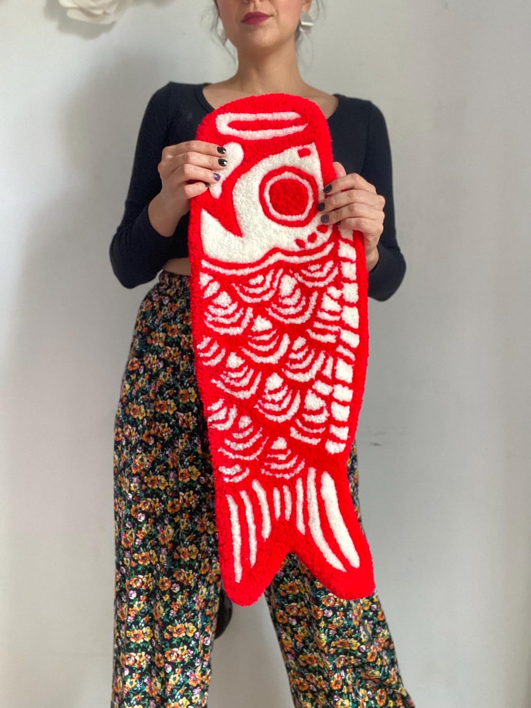 Koi Fish Rug, Japanese Fish Rug, Goldfish Rug, Kawaii Rug, Hand Made ...