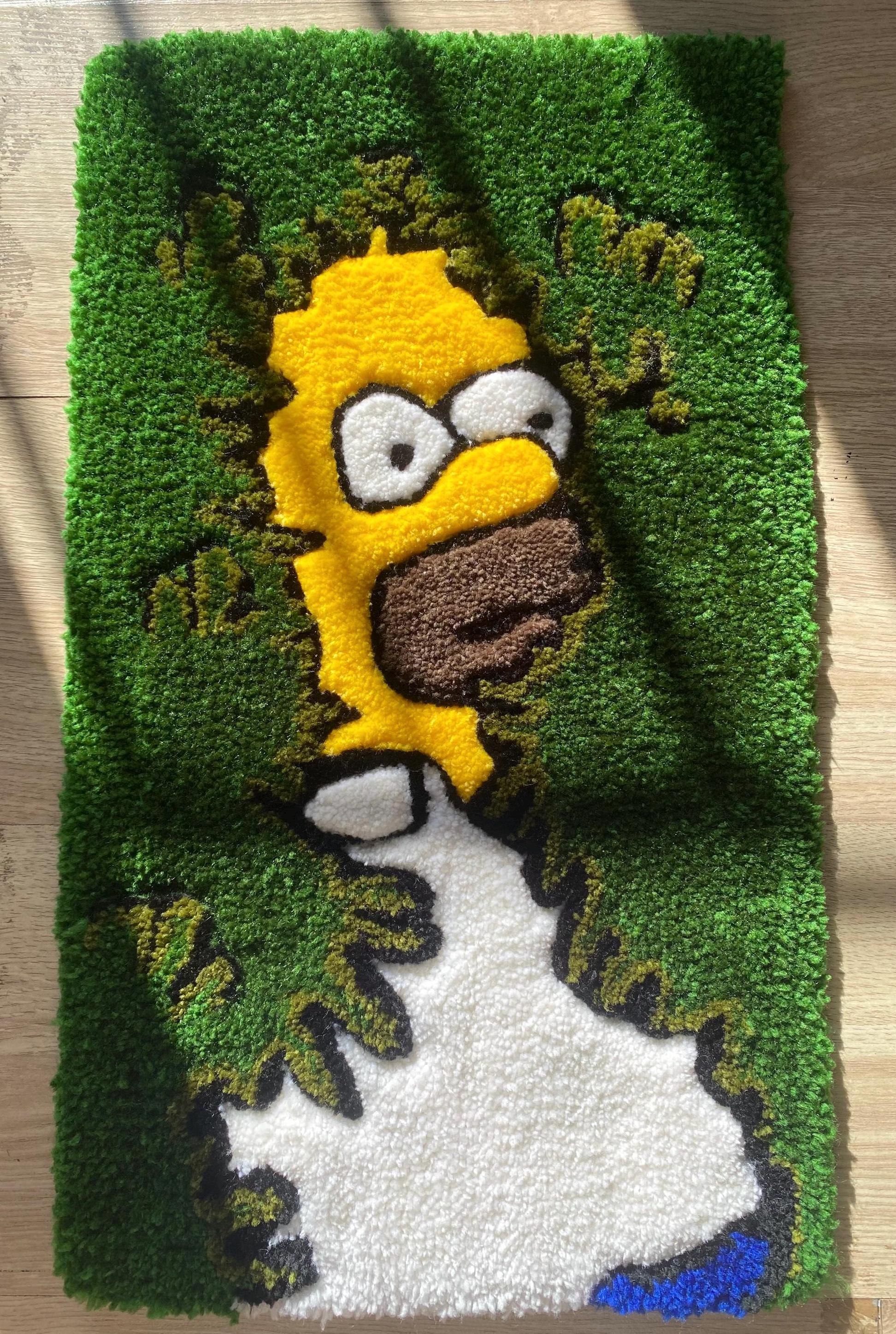 Homer Simpson Handmade Tufted Rug Cartoon Iconic Meme Scene ...