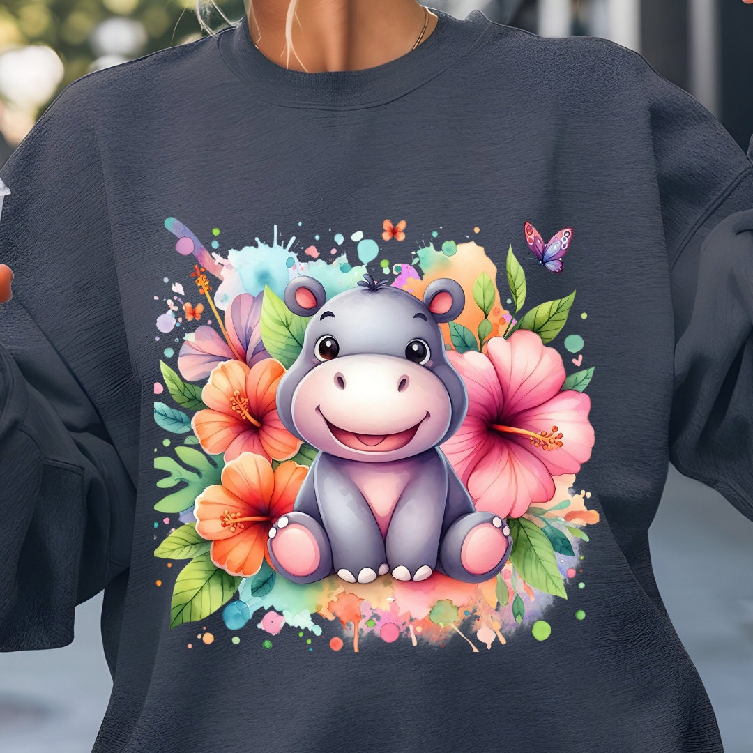 Moo Deng Water Color Png, Baby Hippo PNG, Moo Deng Hippo, Hippo Gift ...
