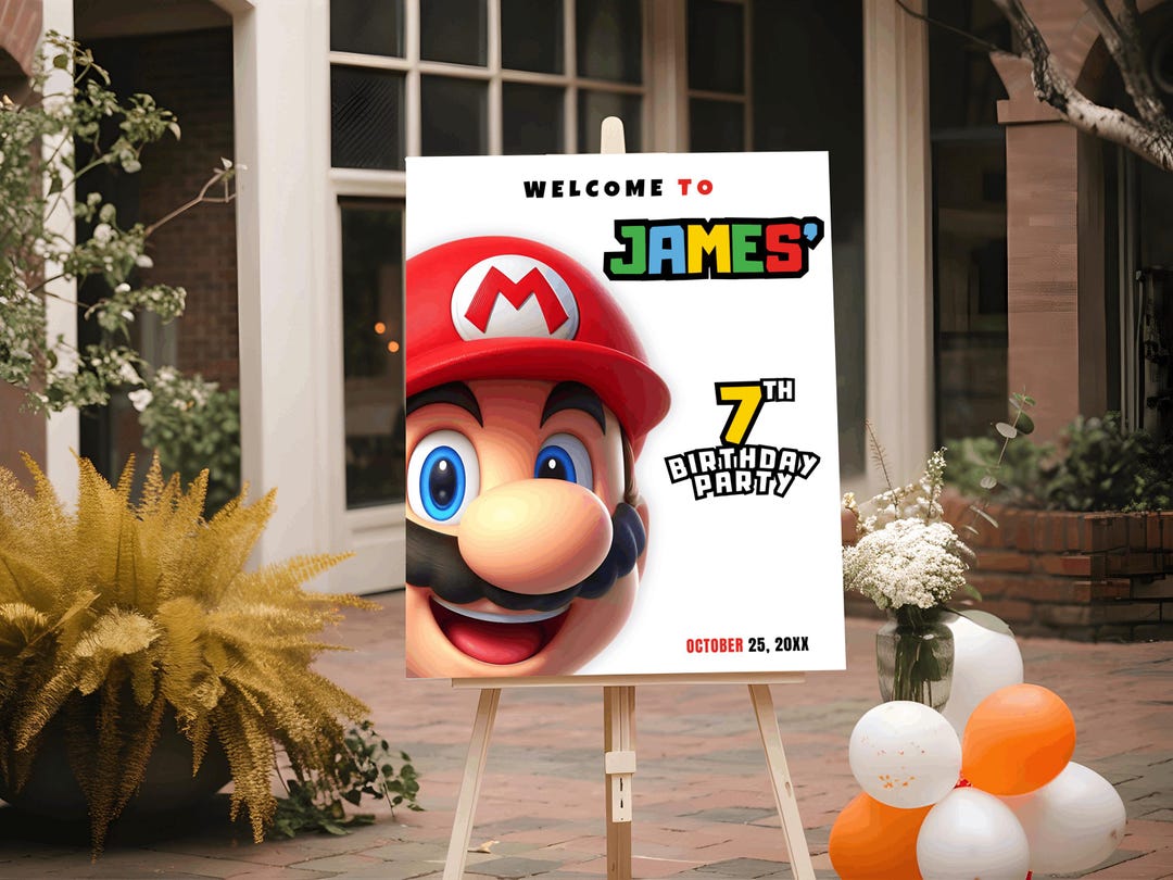 Super Mario Welcome Sign Template, Super Mario Birthday Sign, Super ...