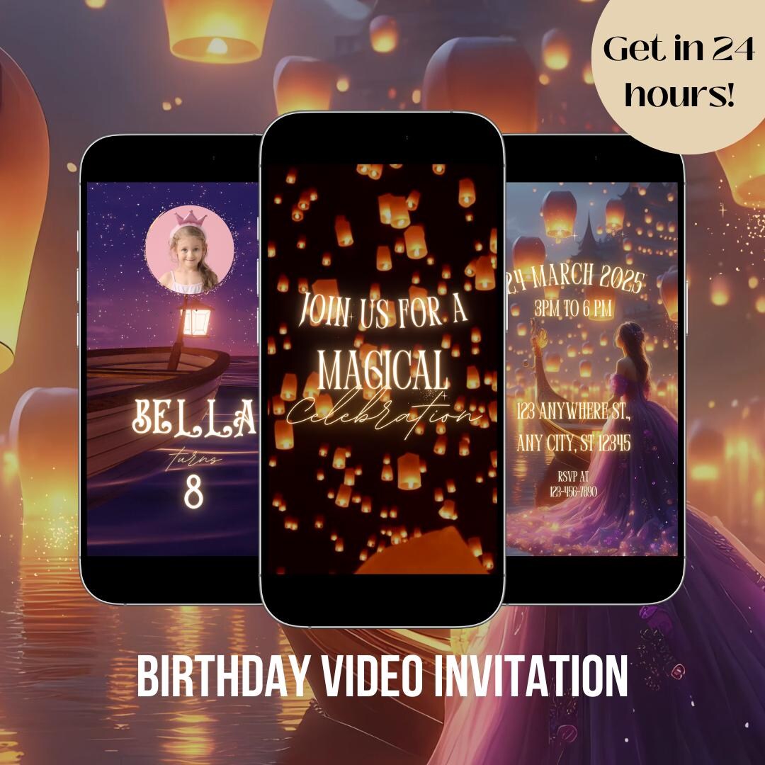Rapunzel Birthday Video Invitation, Tangled Birthday Invitation ...