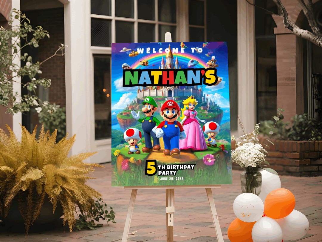 Super Mario Welcome Sign Template, Super Mario Birthday Sign, Super ...