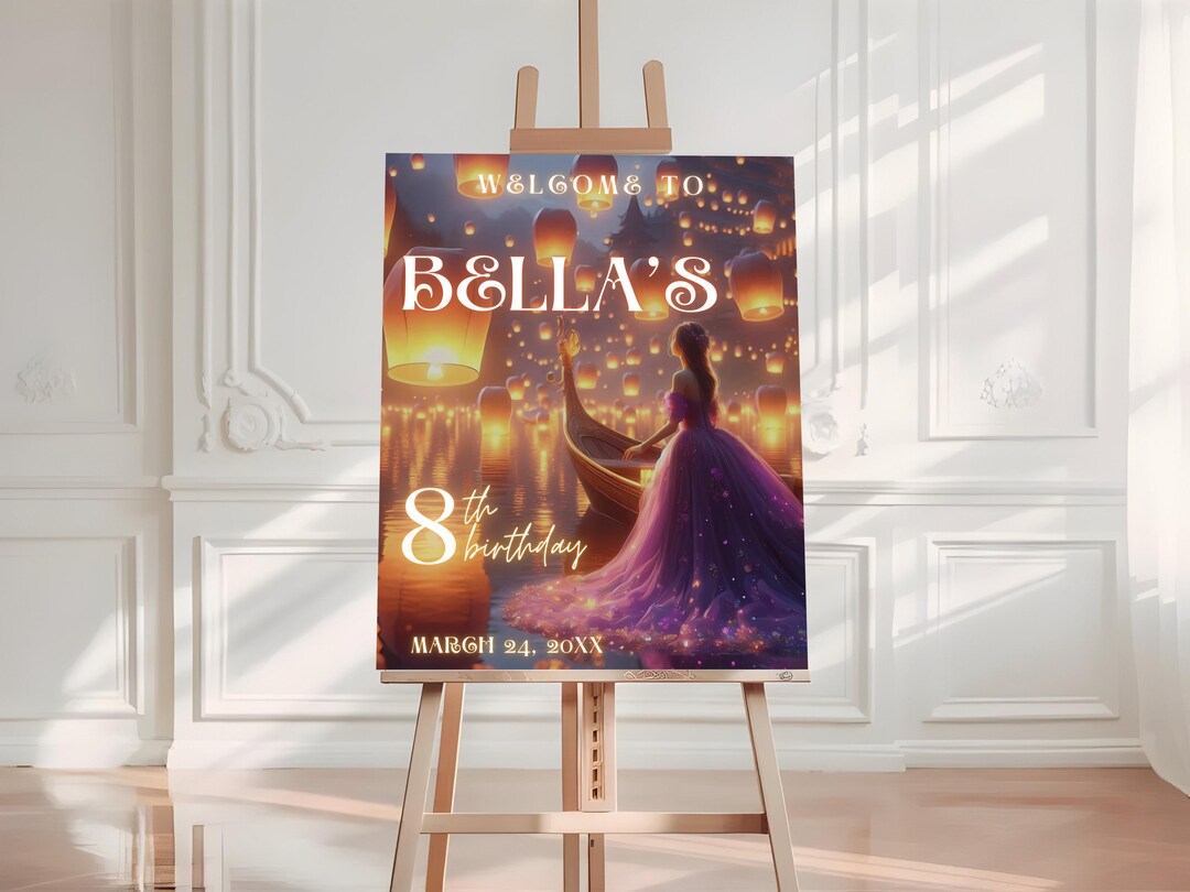 Tangled Birthday Welcome Sign: Rapunzel Party Decor (digital Download ...