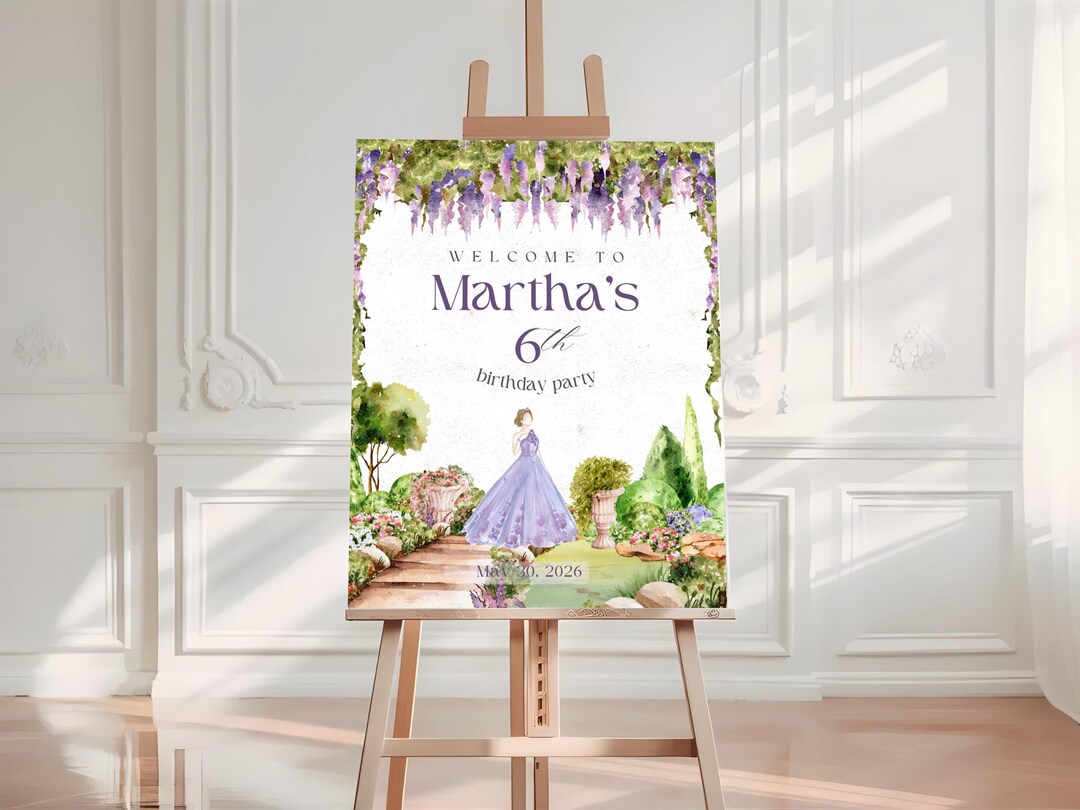 Victorian Welcome Sign Template, Garden Birthday Sign, Tangled Birthday ...